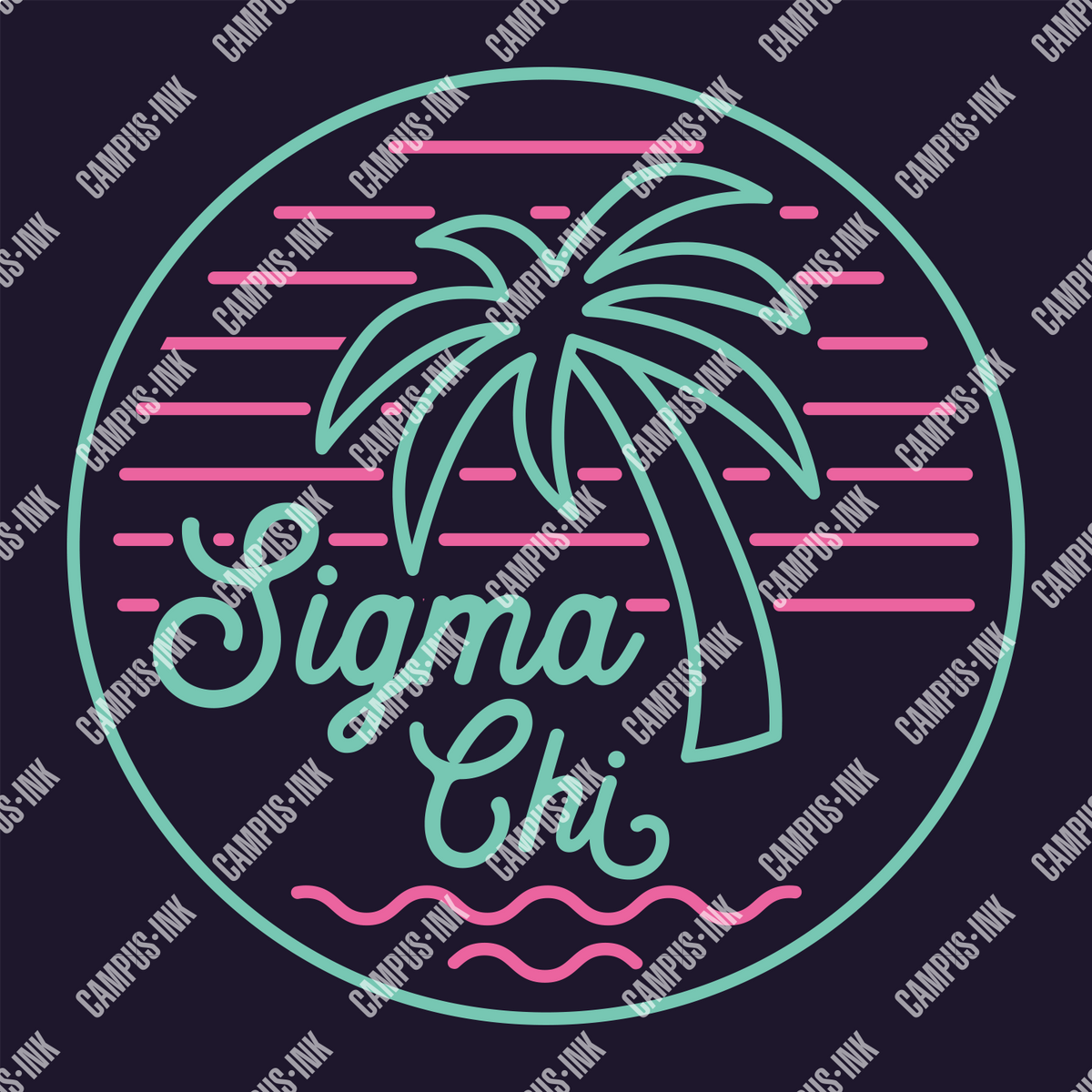 Sigma Chi Palms & Waves Neon Design v2 – The Sigma Chi Store